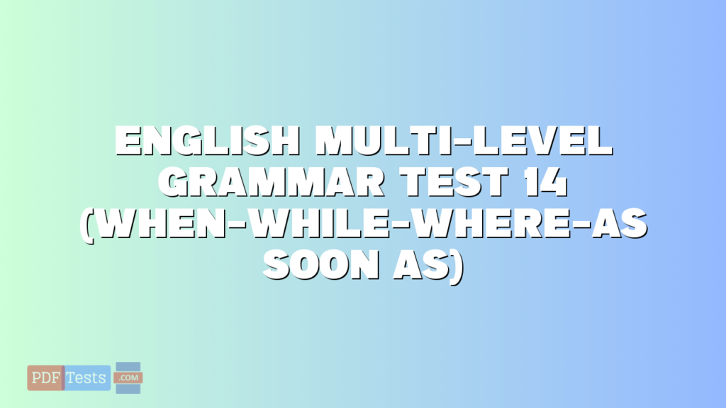 English Multi-Level Grammar Test 14 (When-While-Where-As Soon As ...