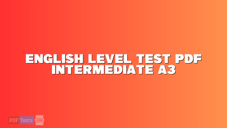 English Level Test PDF Intermediate A3 - pdftests.com