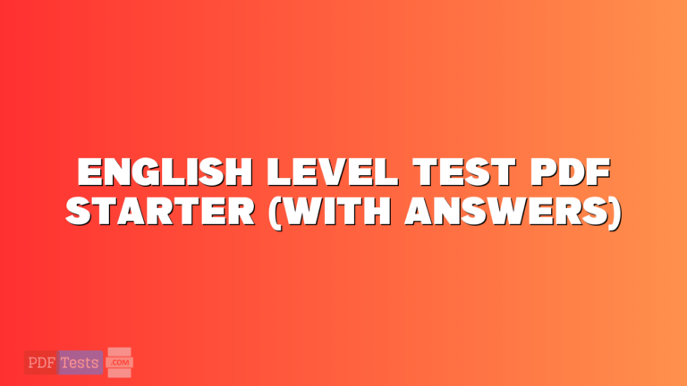 English Level Test PDF Starter (With Answers) - pdftests.com